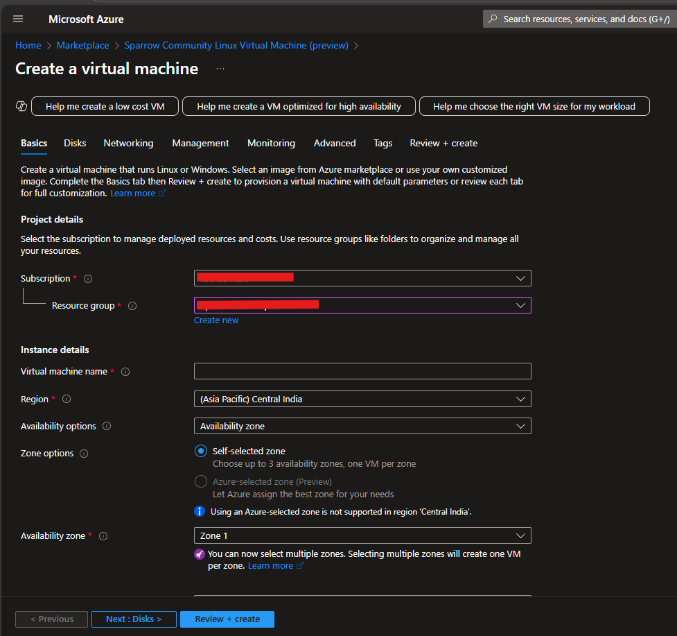 Azure Basic Configuration | Sparrow Documentation